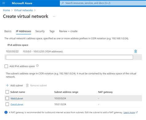 While Creating Azure Virtual Network Subnets How Cidr Notation Works