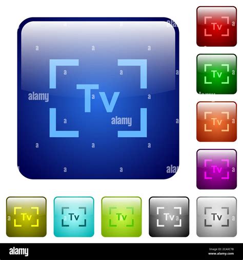 Camera Time Value Mode Icons In Rounded Square Color Glossy Button Set Stock Vector Image And Art