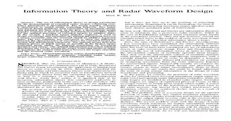 Pdf Information Theory And Radar Waveform Designmrbresourcesselpubsfitradarwaveforms