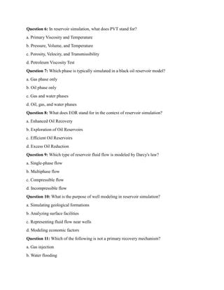 Reservoir Simulation MCQ Docx