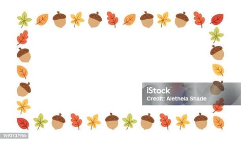나뭇잎과 도토리로 만든 직사각형 가을 프레임 현대 벡터 그림입니다 할로윈 추수 감사절 가을 테두리 템플릿입니다 0명에 대한 스톡