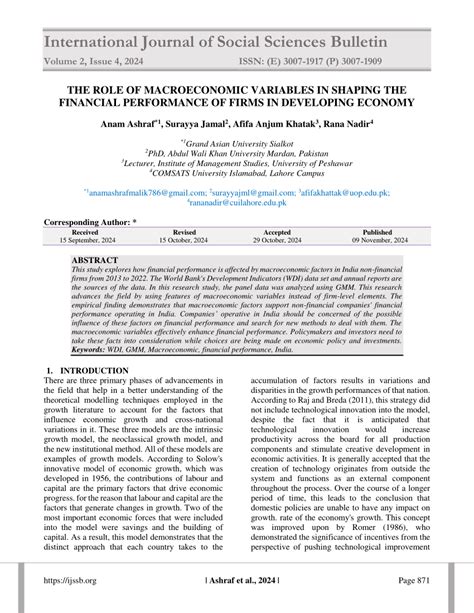 Pdf The Role Of Macroeconomic Variables In Shaping The Financial Performance Of Firms In