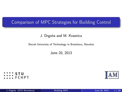 PDF Comparison Of MPC Strategies For Building Control