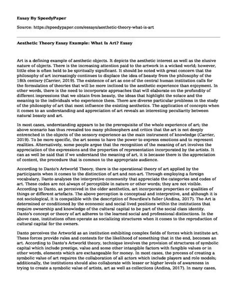 Aesthetic Theory Essay Example What Is Art