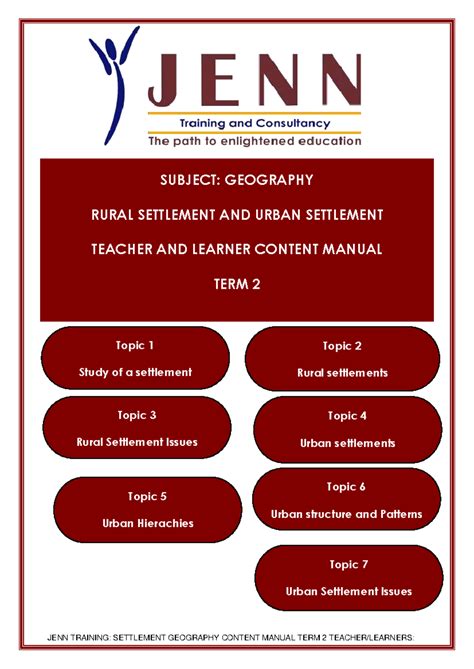 Settlement Geography Content Manual Rural And Urban Issues Term 2