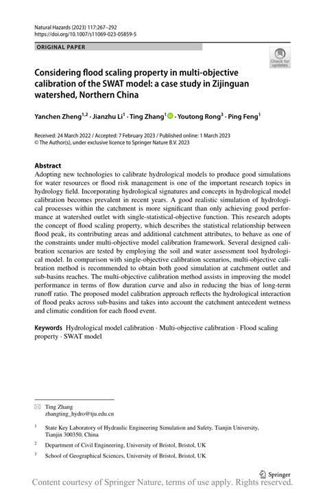 considering flood scaling property in multi objective calibration of