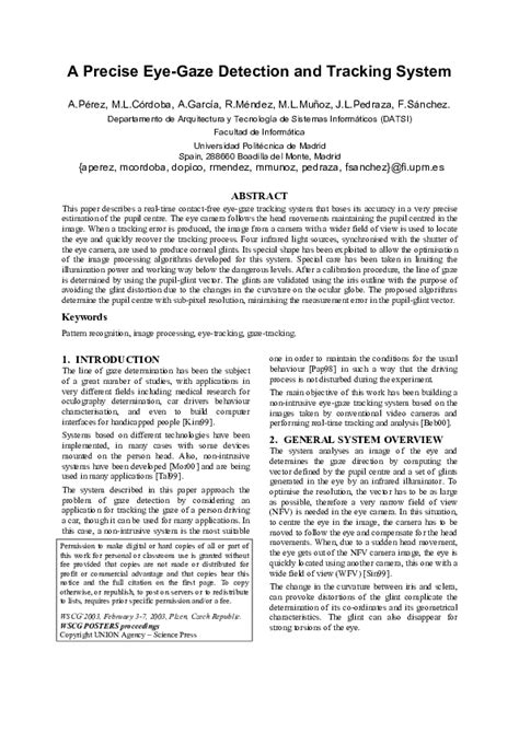 pdf a precise eye gaze detection and tracking system fernando