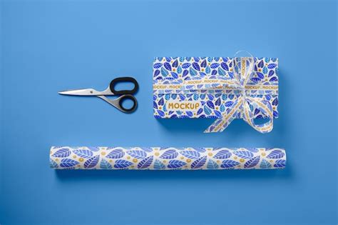 리본 및 상자 모형 디자인 프리미엄 Psd 파일