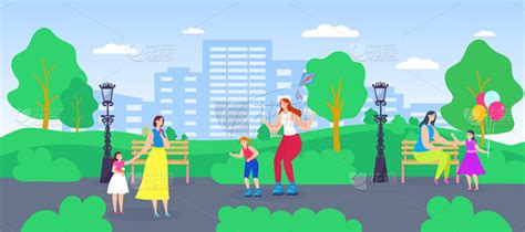 矢量父母公寓绘画插图时间卡通乐趣背景儿童相伴