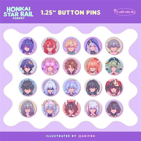 Hsr 125 Button Pin Honkai Star Rail Fanart By Abivbu Etsy