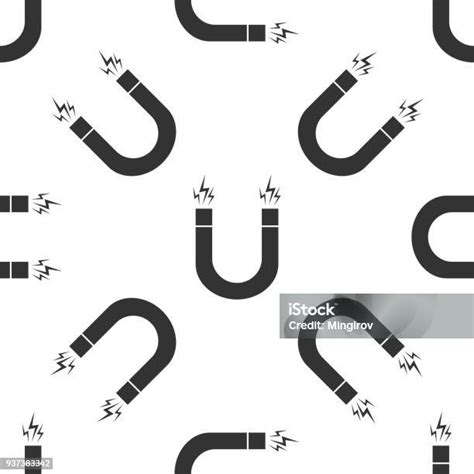 흰색 바탕에 자석 아이콘 완벽 한 패턴입니다 말굽 자석 자기 끌다 매력 평면 디자인입니다 벡터 일러스트 레이 션 배경 주제에 대한 스톡 벡터 아트 및 기타 이미지 Istock