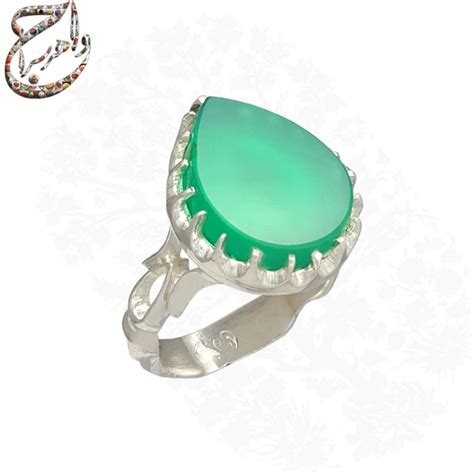 خرید و قیمت انگشتر عقیق سبز تراش اشکی با رکاب دست ساز تهران سیدی ترب