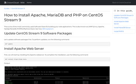 CrownCloud Wiki How To Install Apache MySQL MariaDB And PHP On CentOS Stream