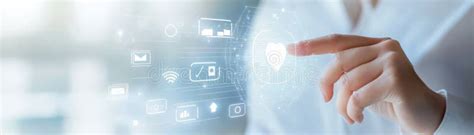 Interactive Touchscreen Technology Finger Navigating A Vibrant Digital Interface Stock