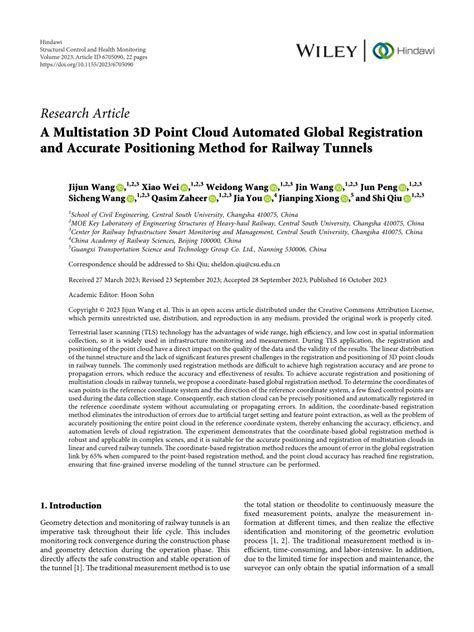 PDF A Multistation D Point Cloud Automated Global Registration And Accurate Positioning
