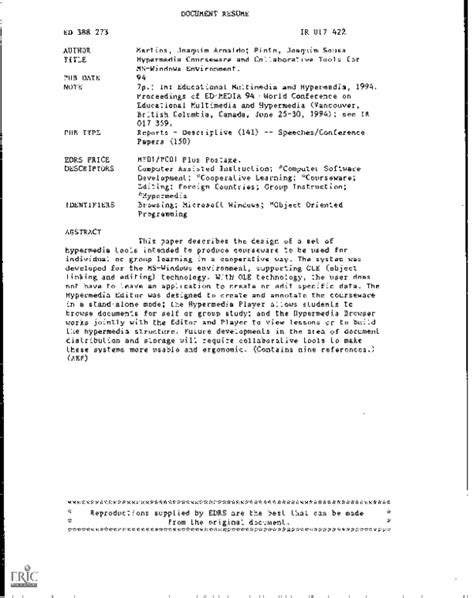 Pdf Hypermedia Courseware And Collaborative Tools For Ms Windows