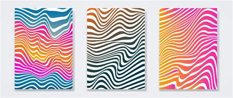 최소한의 다채로운 템플릿 디자인의 집합입니다 물결 모양의 스트립 다채로운 하프 톤 그라데이션 배경입니다 벡터 일러스트레이션 0