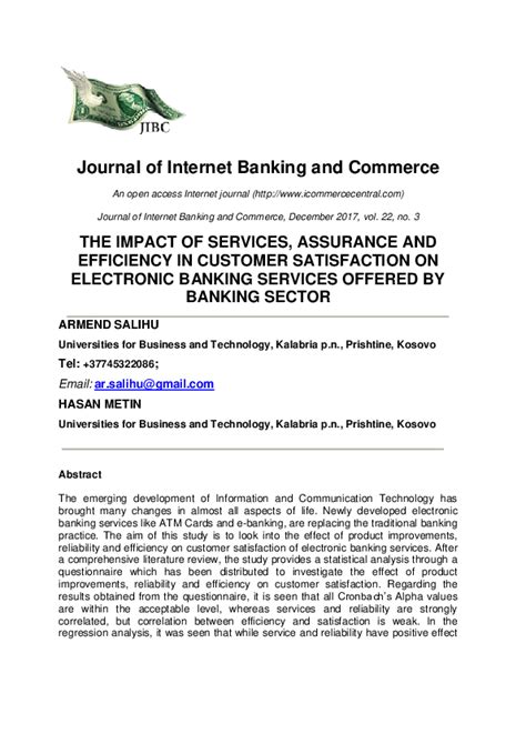 Pdf The Impact Of Services Assurance And Efficiency In Customer Satisfaction On Electronic