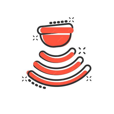Premium Vector Motion Sensor Icon In Comic Style Sensor Waves Vector Cartoon Illustration