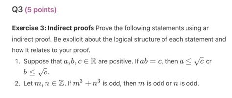 solved exercise 3 indirect proofs prove the following