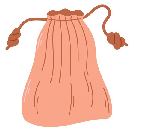 Simple Textile Pouch With String Ties Vector Isolated Flat Simple Textile Pouch With String Ties Vector Isolated Flat