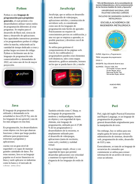Triptico Lenguajes Pdf Lenguaje De Programación Programación De
