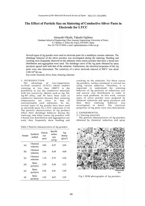 Pdf The Effect Of Particle Size On Sintering Of Conductive Silver