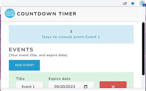 Countdown Timer Google Chrome 용 - 확장 프로그램 다운로드