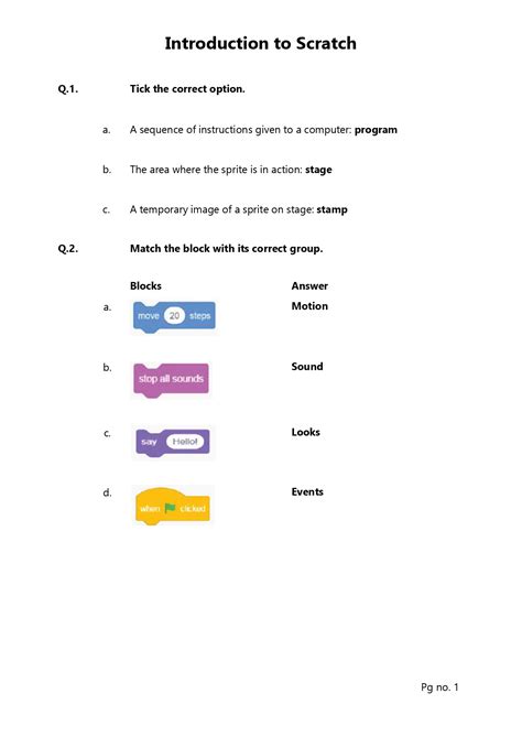 Computer Introduction To Scratch Nb And Wb Work