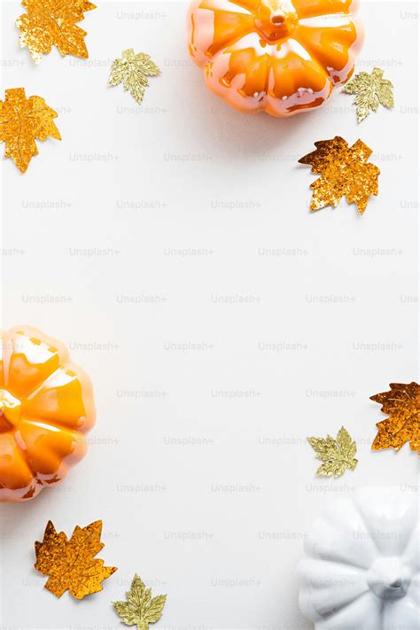 흰색 배경에 호박과 단풍잎이 있는 가을 플랫 레이 구성 가을 가을 추수 감사절 개념 사진 Unsplash의 가을 이미지