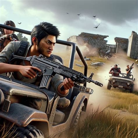 Intense Pubg Machine Gun Battle In Grass Field Ai Art Generator Easy Peasyai