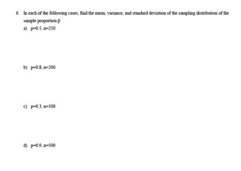 Solved 6 In Each Of The Following Cases Find The Mean