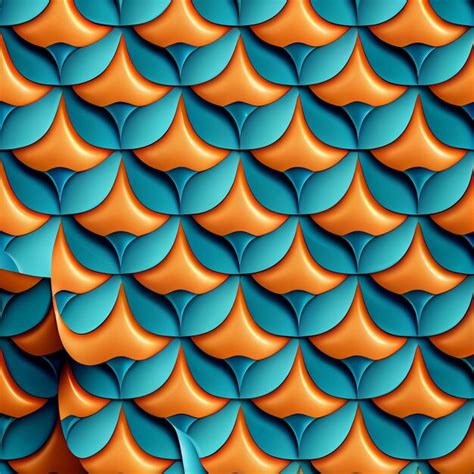 Premium Ai Image A Close Up Of A Blue And Orange Background With A Pattern Of Curved Shapes