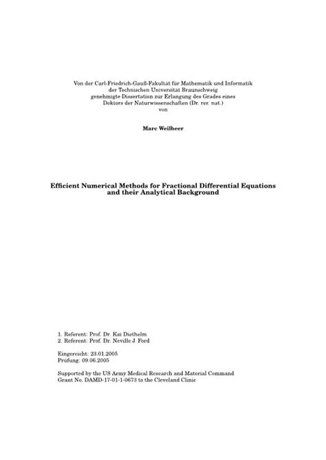 Efficient Numerical Methods For Fractional Differential Equations Docslib