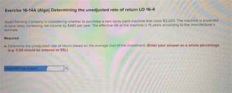 solved exercise 16 14a algo determining the unadjusted