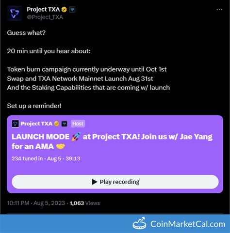 Token Burn Campaign Txa Event Coinpaprika