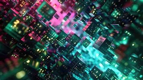 Abstract Picture Colorful Electric Particle With Digital Data Flow Style Aig53 Stock