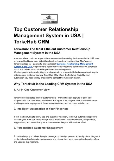 Ppt Top Customer Relationship Management System In Usa Torkehub Crm