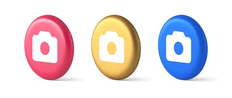 카메라 멀티미디어 응용 프로그램 콘텐츠 제작 디지털 버튼 3d 사실적인 등각 투영 원 아이콘 3차원 형태에 대한 스톡 벡터 아트 및 기타 이미지 Istock