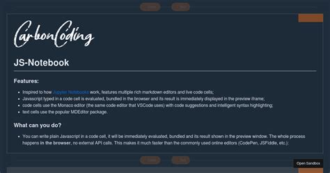 Js Notebook Web Codesandbox Js Notebook Web Codesandbox