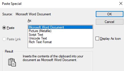 Paste Special Dialog Box BricsCAD Bricsys Help Center
