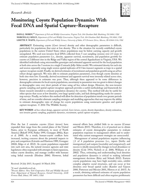 Monitoring Coyote Population Dynamics Wi Pdf Estimator