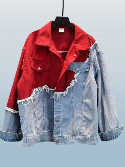 Y2k Patchwork Denim Jacket Vintage Womens Streetwear Upcycled