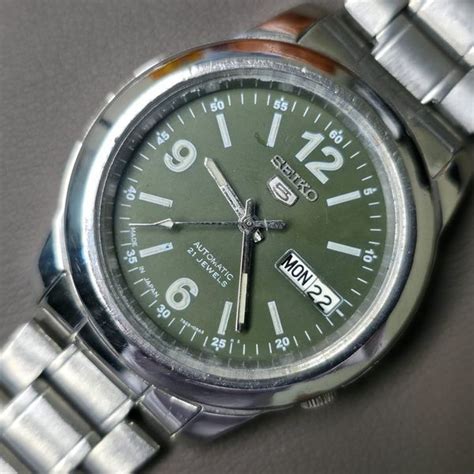 Seiko 5 Military Green Dial Automatic 7s26 09as Mens Watch 38mm