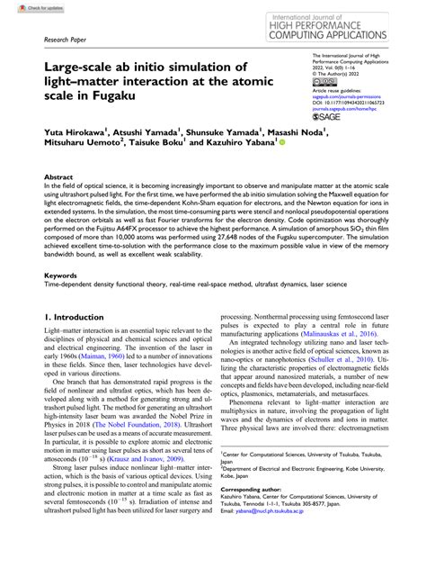 Pdf Large Scale Ab Initio Simulation Of Lightmatter Interaction At