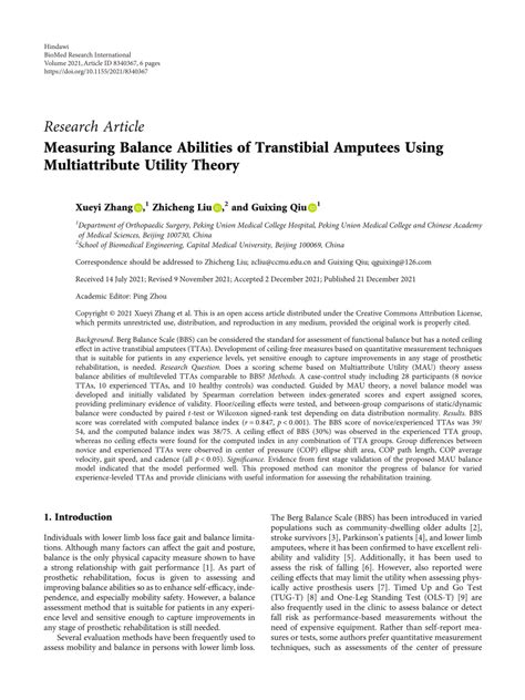 Pdf Measuring Balance Abilities Of Transtibial Amputees Using