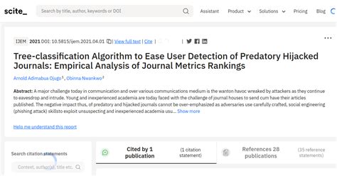 Citation Report Tree Classification Algorithm To Ease User Detection Of Predatory Hijacked