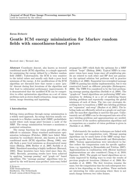 Pdf Gentle Icm Energy Minimization For Markov Random Fields With Smoothness Based Priors