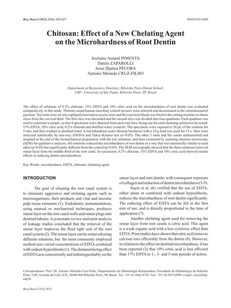 Pdf Chitosan Effect Of A New Chelating Agent On The Microhardness Of