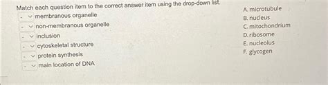 solved match each question item to the correct answer item